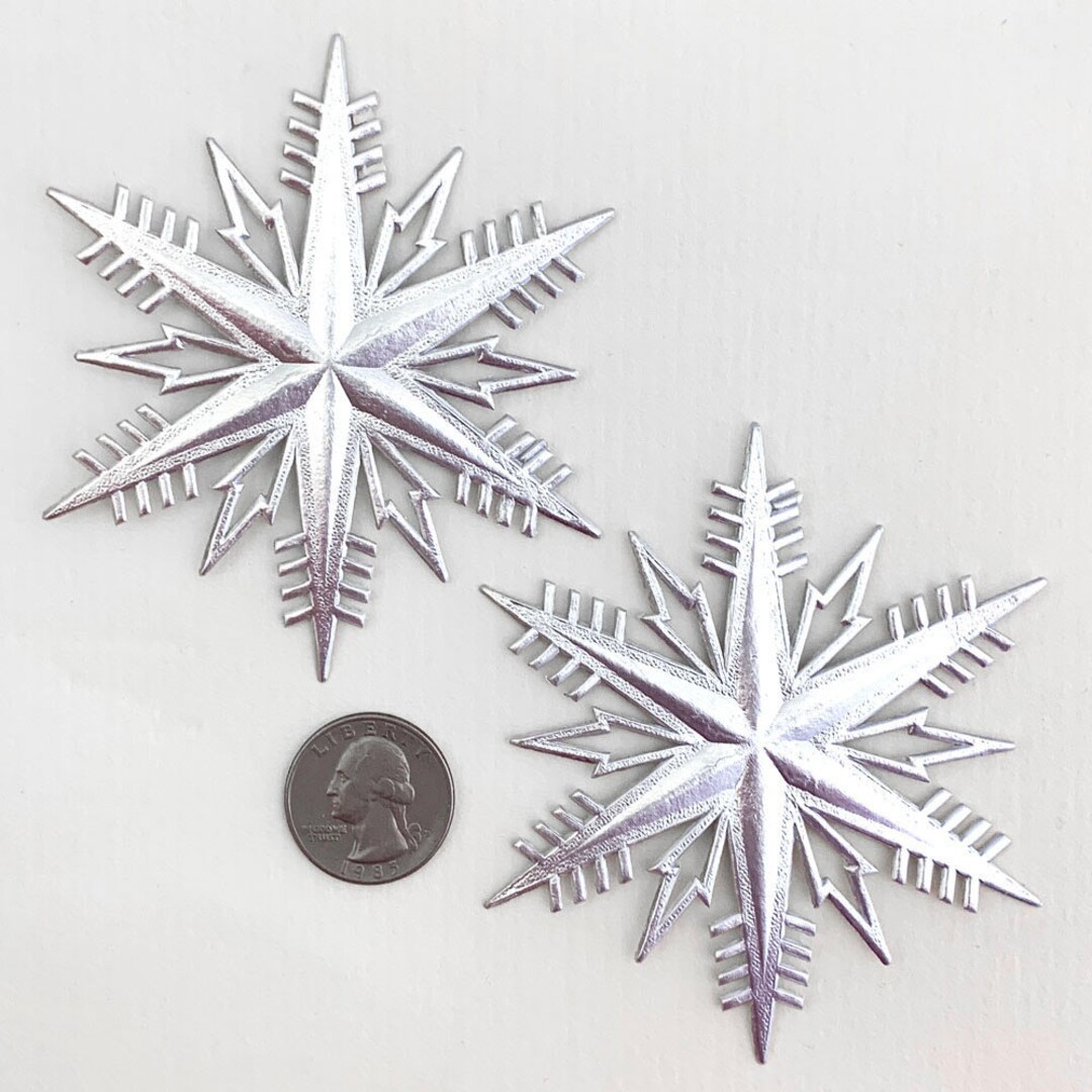 4 Dresden Classic Snowflakes Stars Paper Foil Silver Germany Die Cut ...