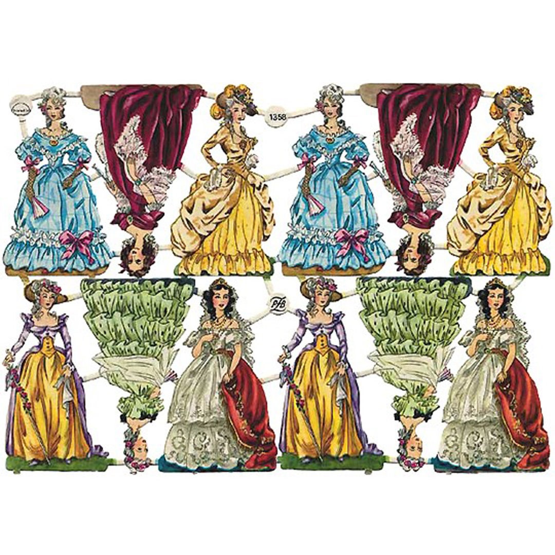 Vintage PZB Germany Paper Scraps Lithographed Die Cut Marie Antoinette ...
