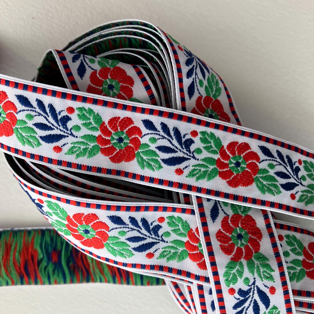 5-1/4 Yards Czech Ribbon Woven Fabric Traditional Folkloric Trim ...