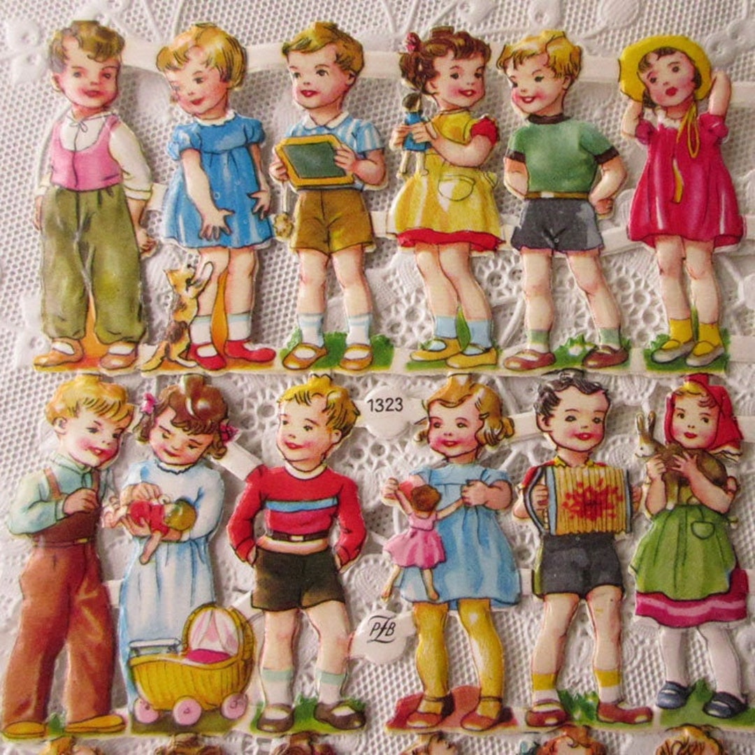 Vintage PZB Germany Paper Scraps Lithographed Die Cut Sweet Children ...