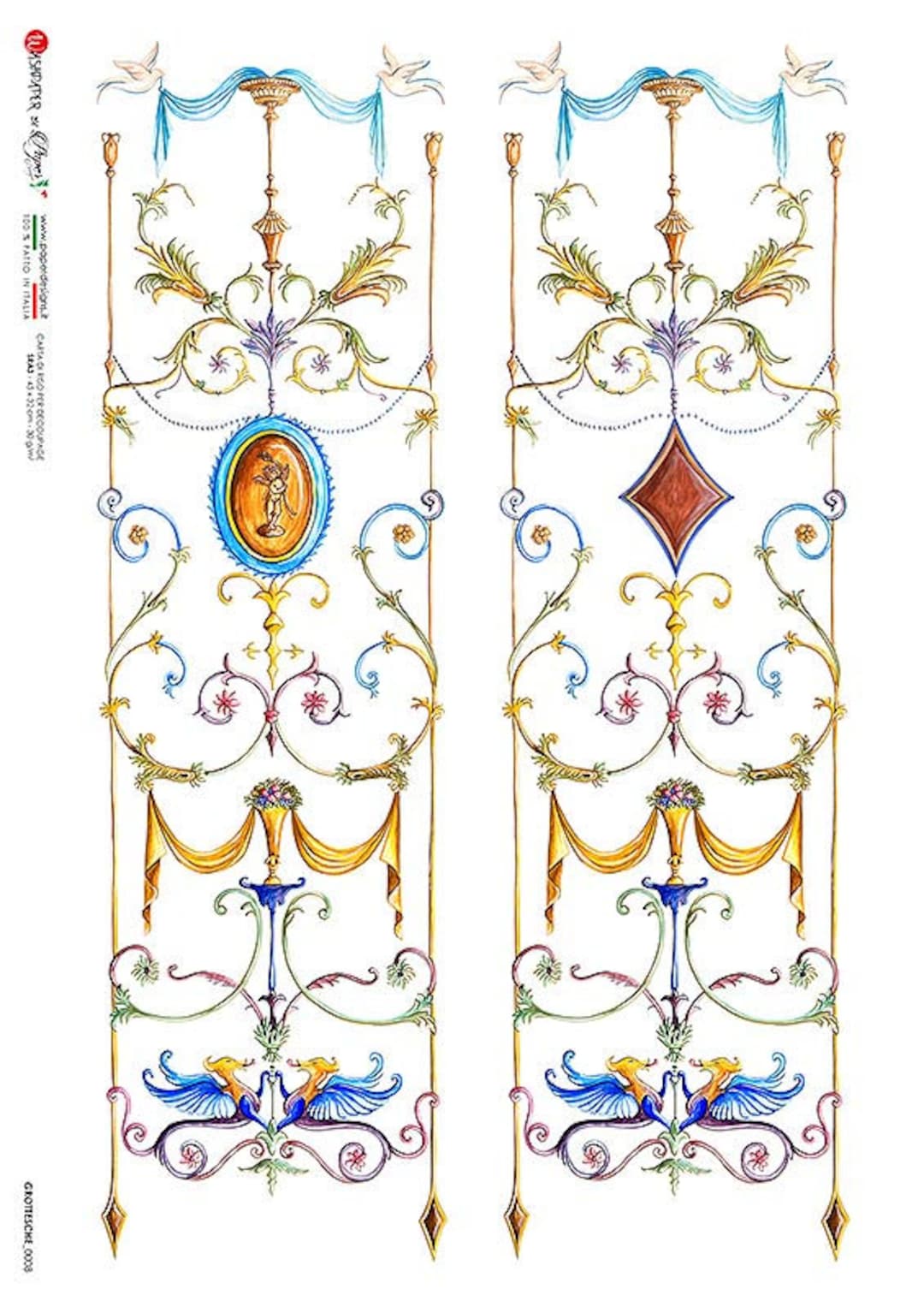 2 Sheets Italy Rice Paper Decoupage Italian Flourishes RCP-GRT-08 X2 - Etsy