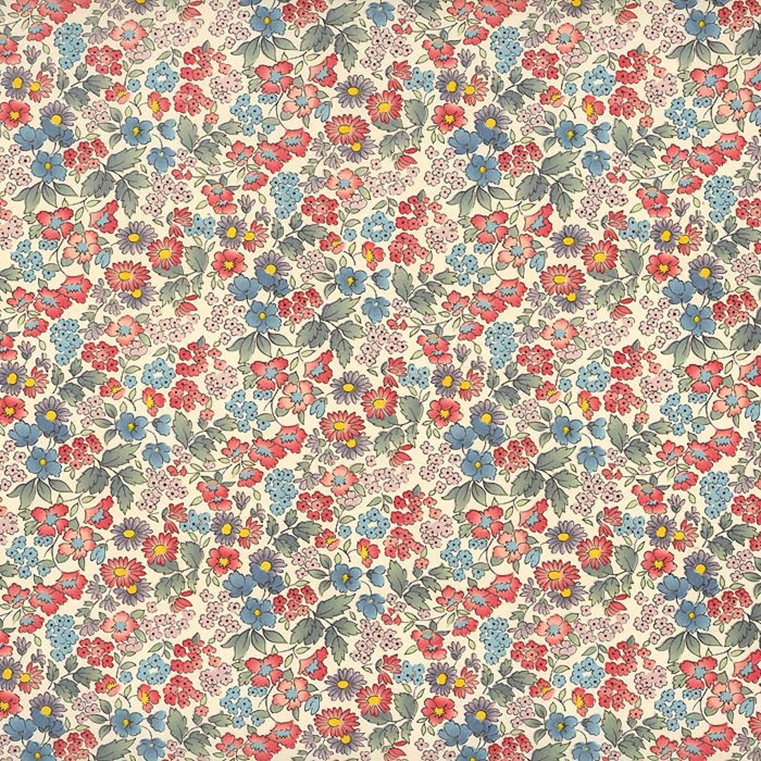 2 Sheets Red and Blue Calico Floral Print Italian Paper Carta Varese ...
