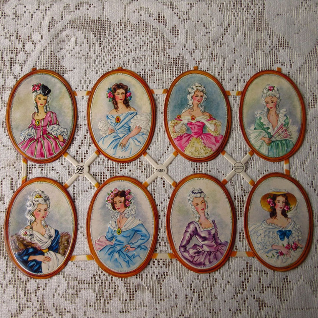Vintage PZB Germany Paper Scraps Lithographed Die Cut Marie Antoinette ...