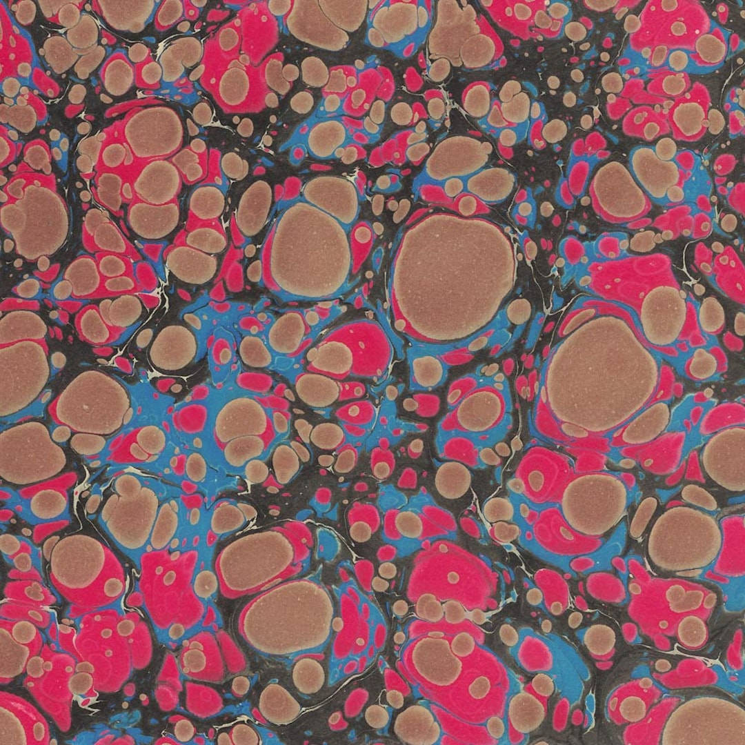 Italian Hand Marbled Paper Stone Marble Pattern in Blue Red Brown ...