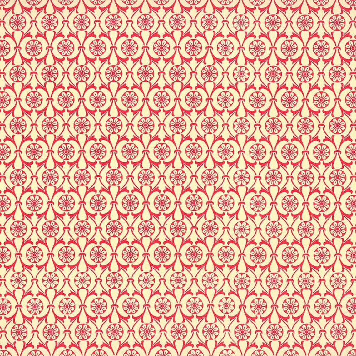 2 Sheets Italian Red Flower Wheel Print Paper Carta Varese - Etsy
