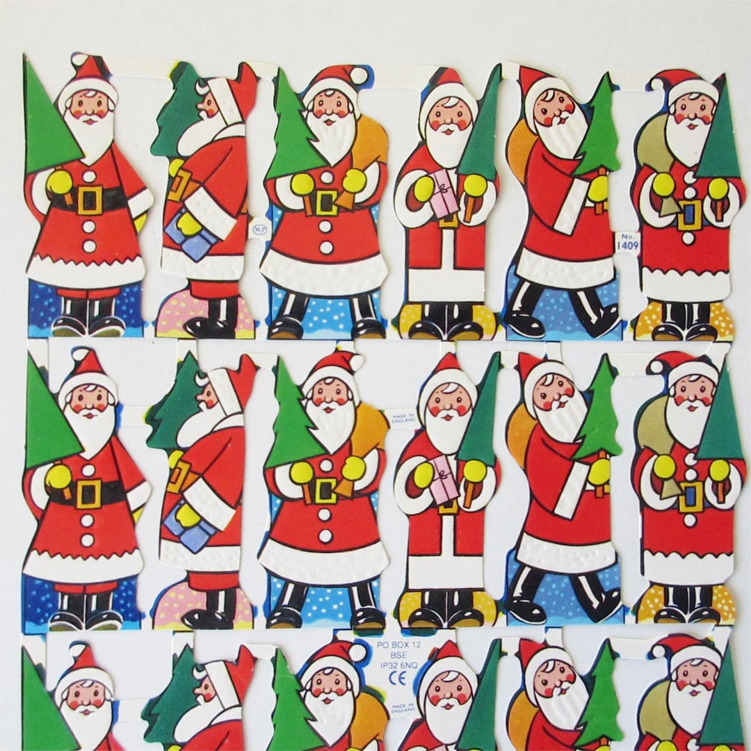 From England Vintage Art Deco Santa Die Cut Christmas Paper Scraps Out ...