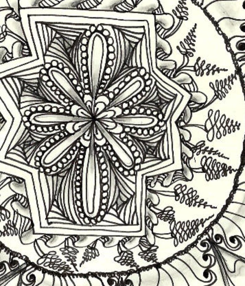 Zentangle Lacy Star Abstract Print-star Art-illustration-pen and Ink ...