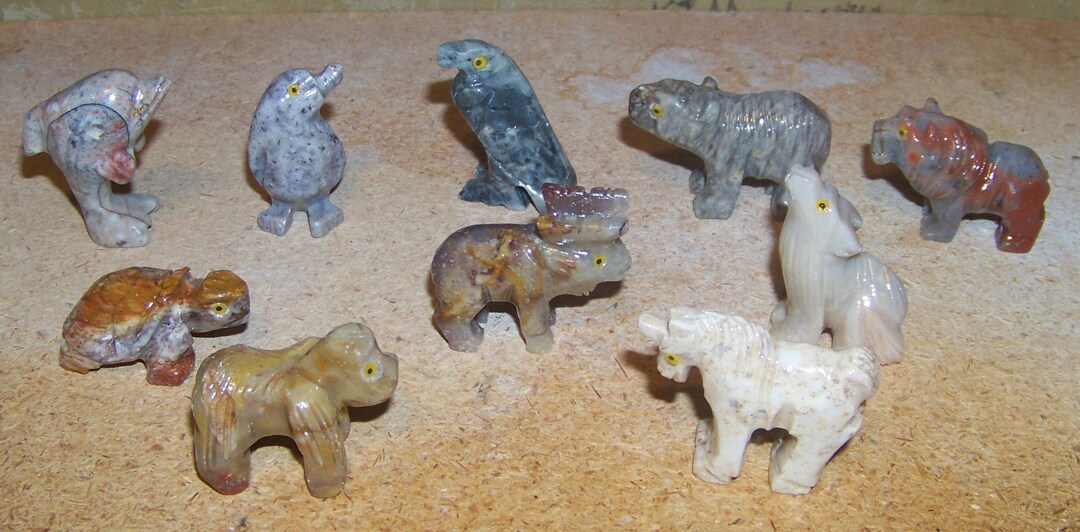 10 Hand Carved Soapstone Small Animals You Get All 10 & Free Shipping ...
