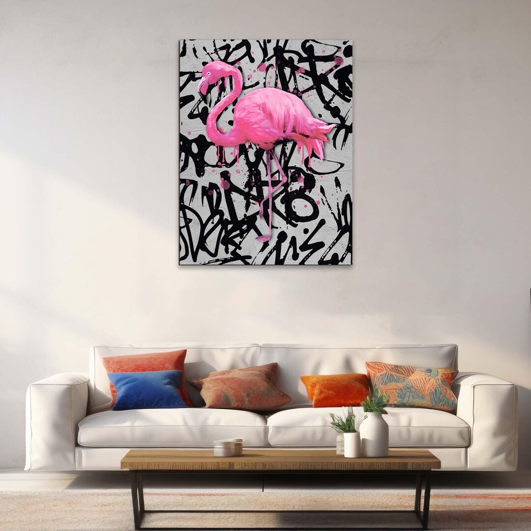 Flamingo Canvas Art, Pink Flamingo Canvas, Framed Canvas, Pop Art ...