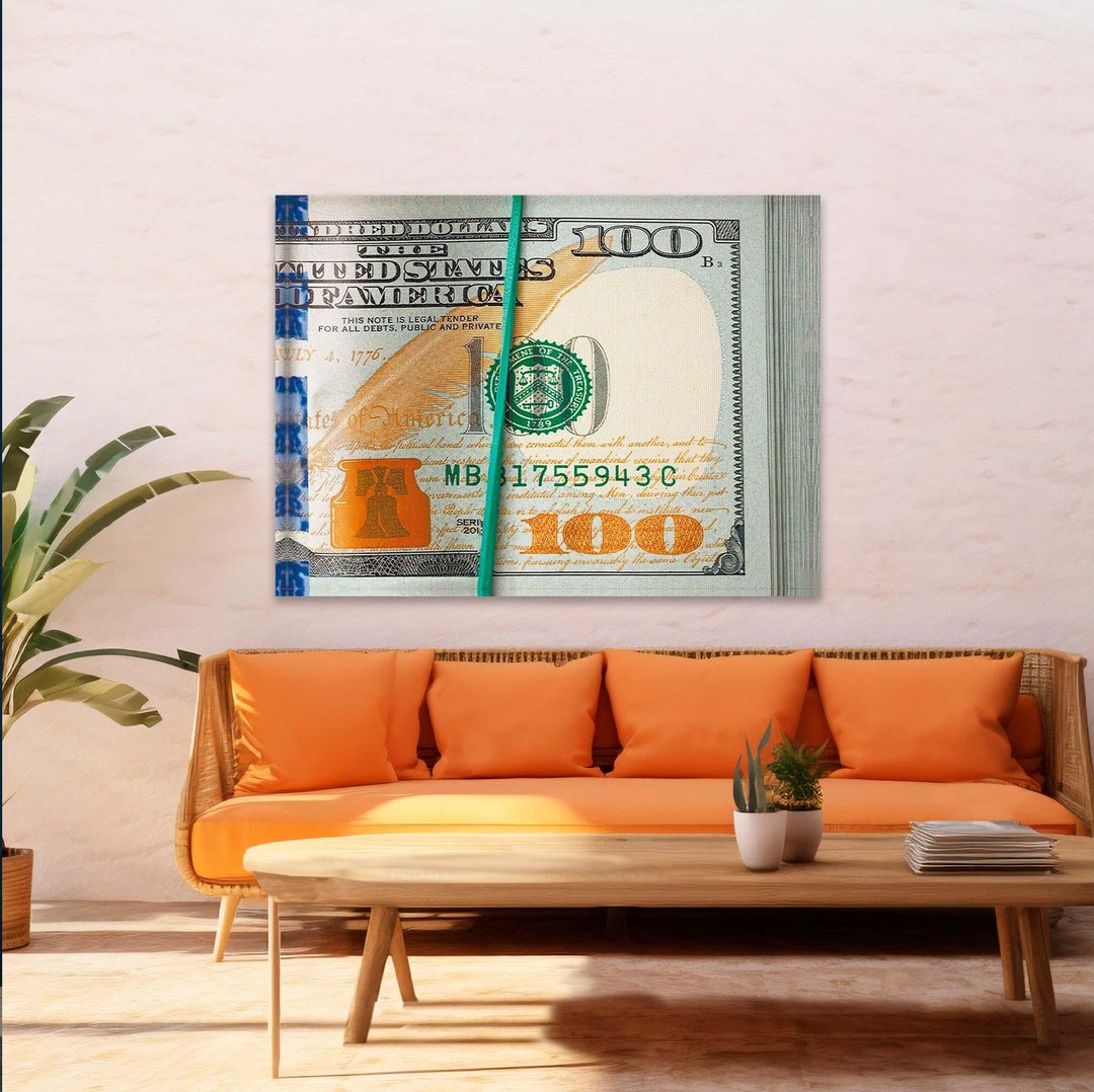 100 Dollar Bill Canvas: Entrepreneur Office Wall Art - Etsy