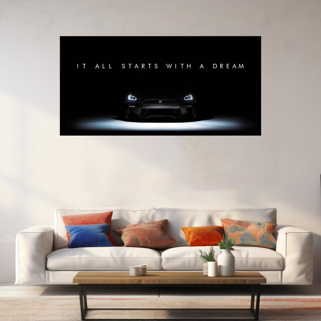 Nissan GT-R Wall Art, Luxury Supercar Success Poster, Motivational ...