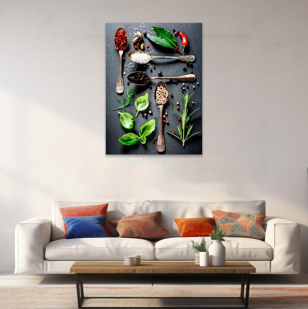 Spices Decor Print, Kitchen Decor, Kitchen Wall Art, Spices and Herbs ...