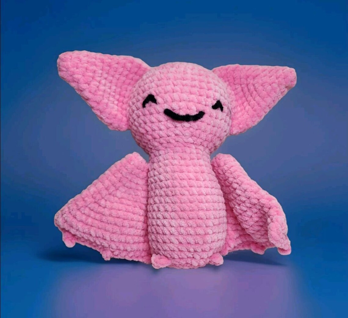 Large Happy Bat Stuffed Animal: Cute Crochet Halloween Plushie - Etsy