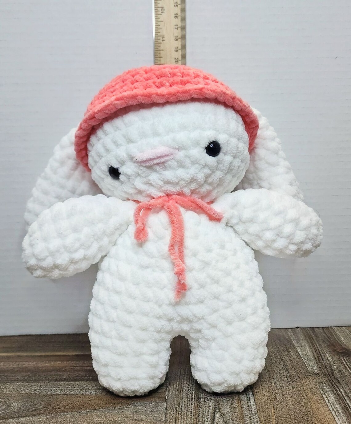 Bunny Crochet Stuffed Animal: Rabbit With Pink Bucket Hat and Bow - Etsy