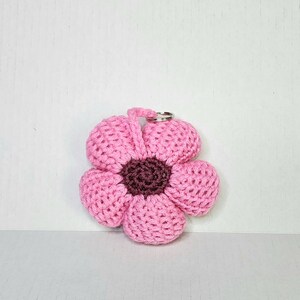 Crochet Flower Keychain: Pink and Purple Handmade Purse Decor - Etsy