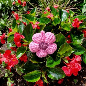 Crochet Flower Keychain: Pink and Purple Handmade Purse Decor - Etsy