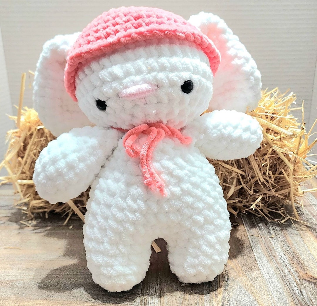Bunny Crochet Stuffed Animal: Rabbit With Pink Bucket Hat and Bow - Etsy