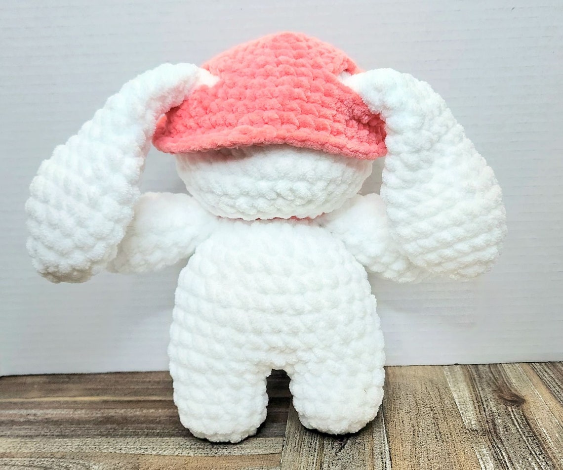 Bunny Crochet Stuffed Animal: Rabbit With Pink Bucket Hat and Bow - Etsy