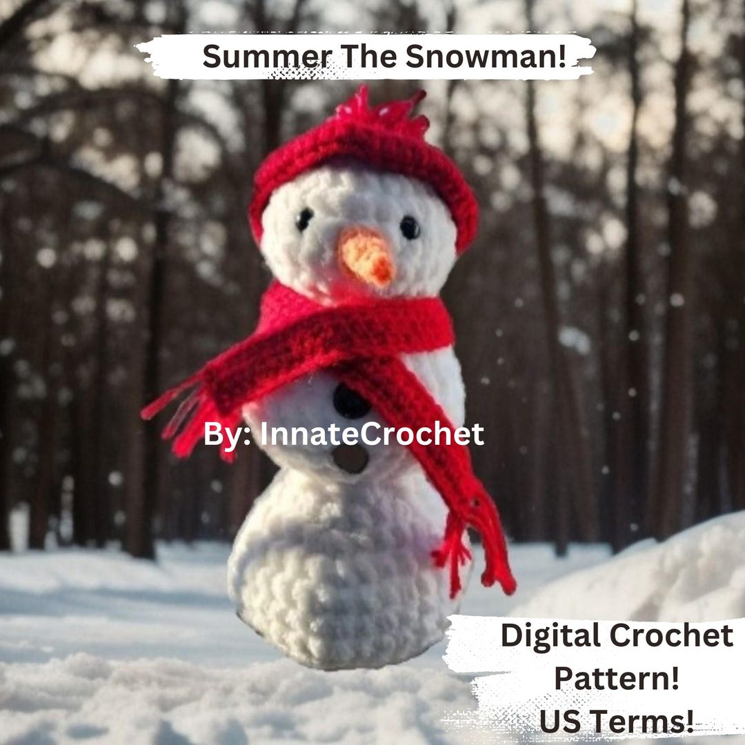Summer the Snowman Crochet Pattern(pdf ONLY): Easy, Low Sew (only Nose ...