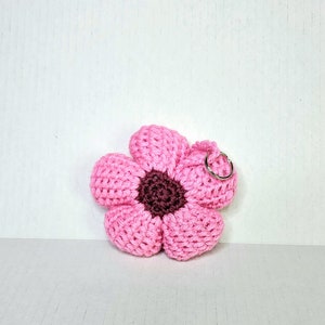 Crochet Flower Keychain: Pink and Purple Handmade Purse Decor - Etsy