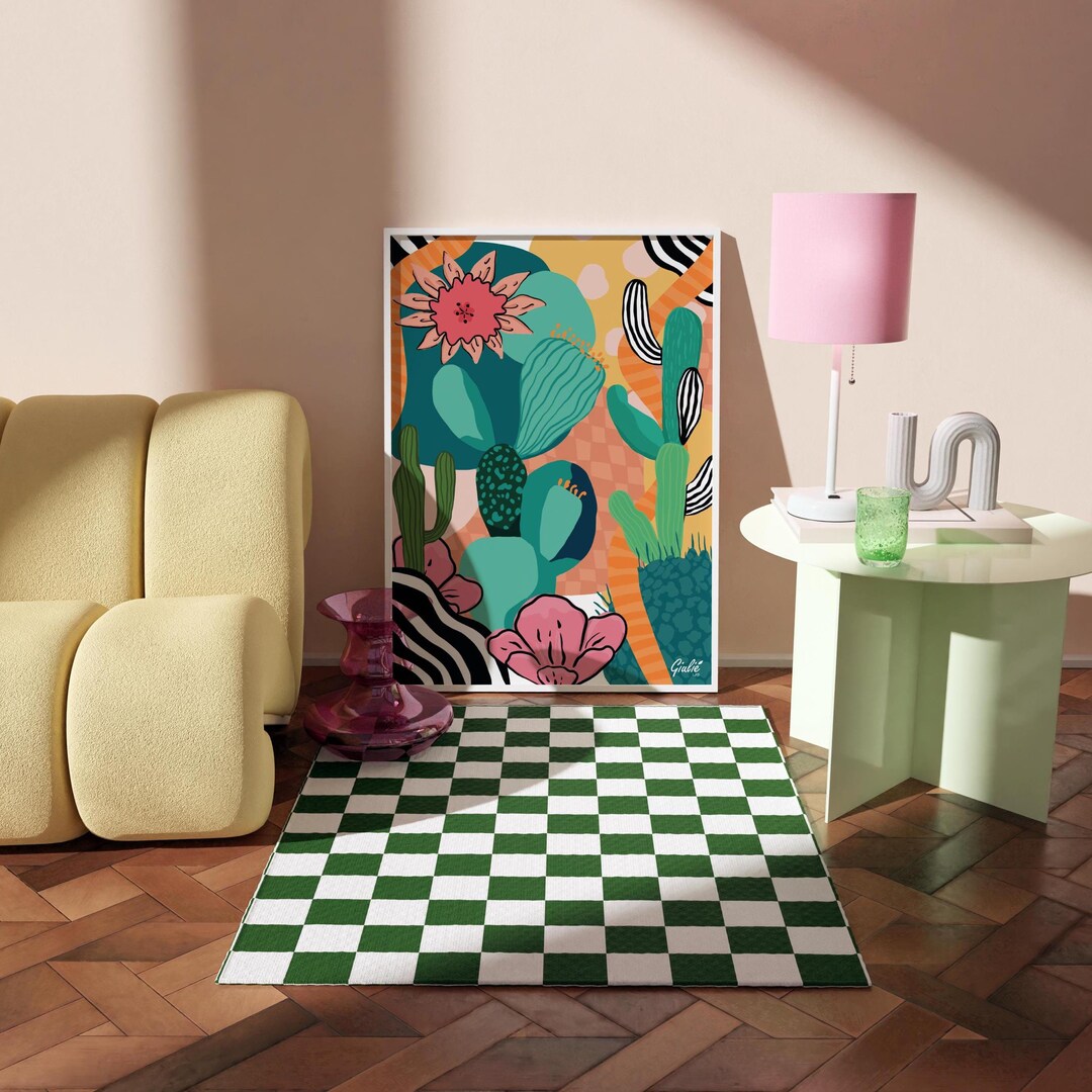 Abstract Cactus Digital Wall Art, Greenery Print for Girly Room Decor ...