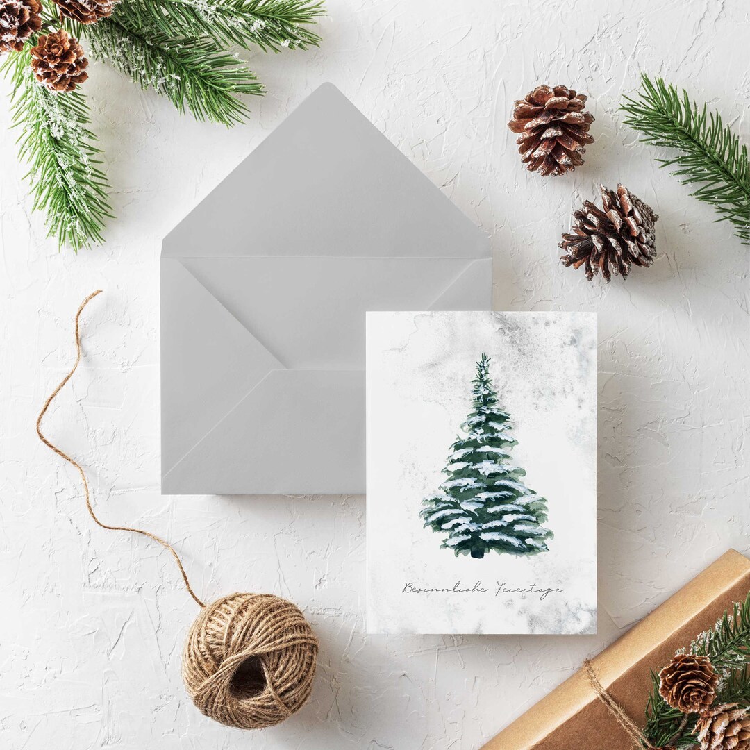 Weihnachtskarte Grußkarte Mit Briefumschlag Aquarell Tanne - Etsy