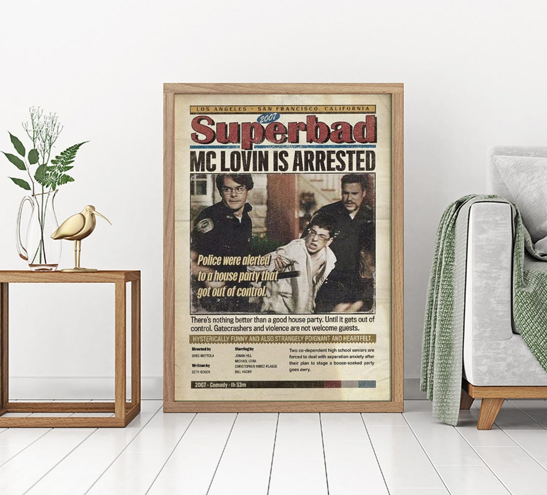 Superbad Teen Film Vintage Poster, Superbad Movie Mclovin Evan Seth ...