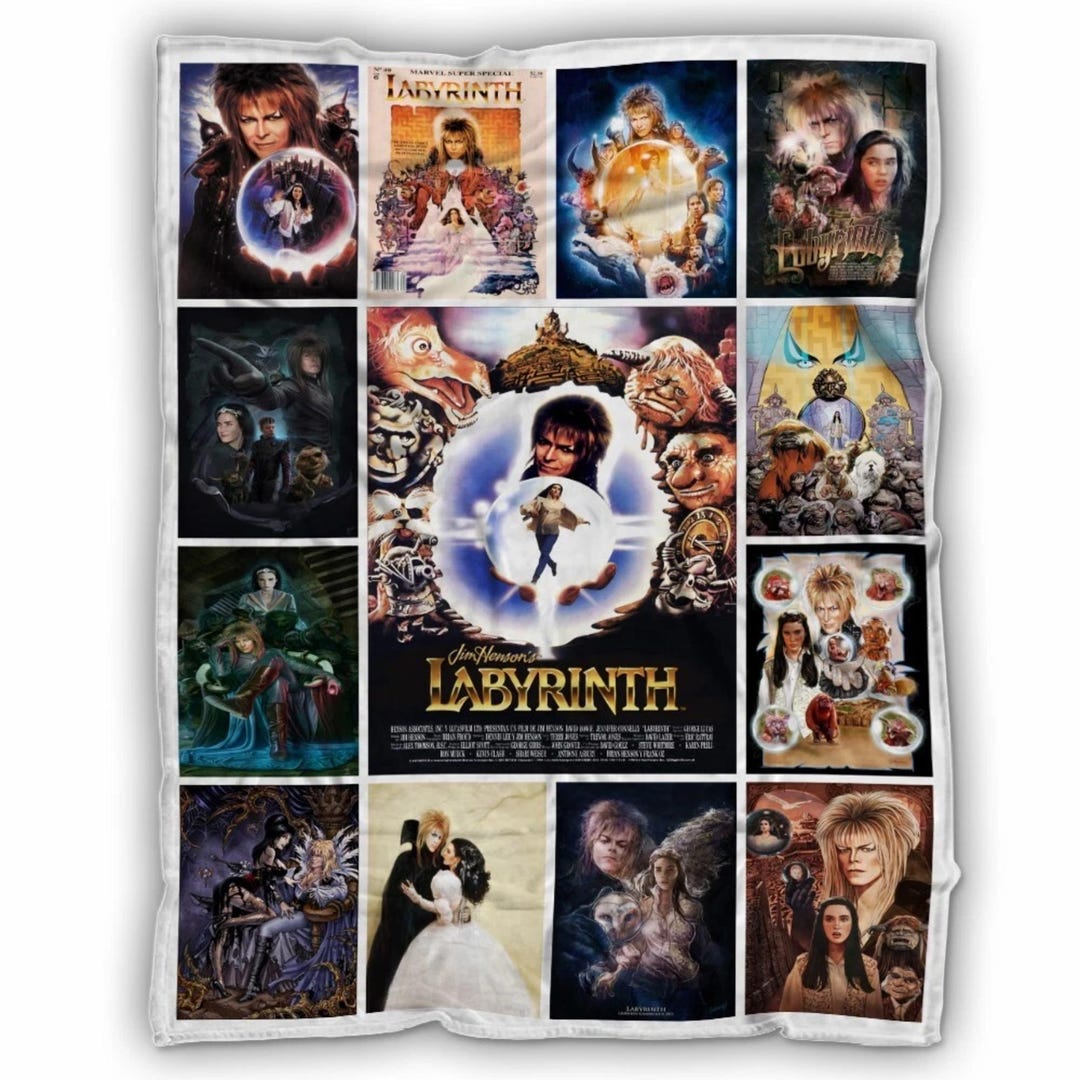 Labyrint.h Movie Fleece Blanket, 1986 Retro Film Labyrint.h Jareth ...