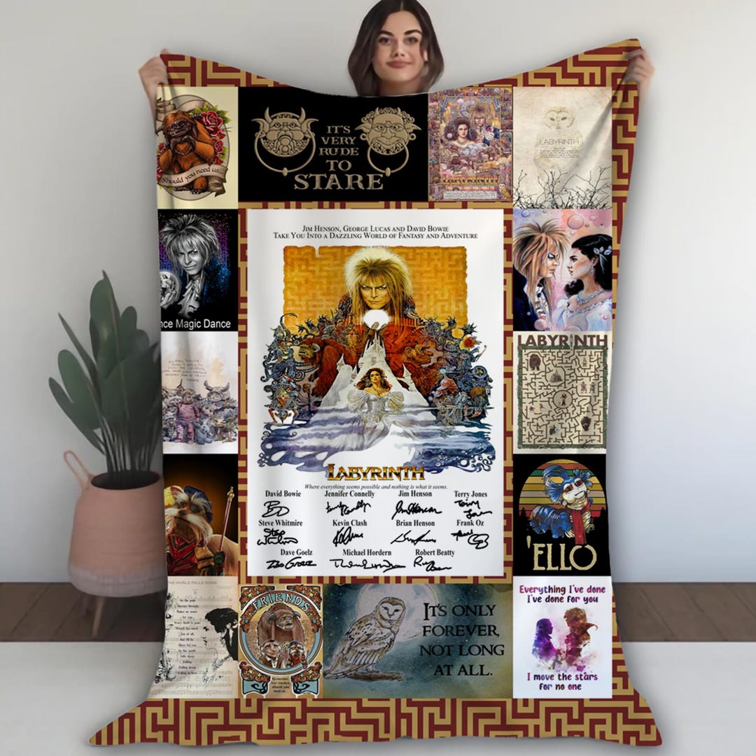Labyrint.h Film Fleece Blanket, 1986 Movie Labyrint.h Signature Retro ...