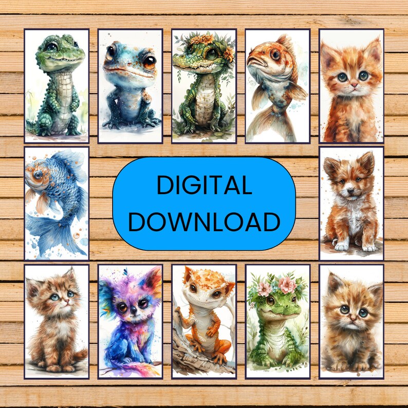 Animal Watercolor Poster Pack Digital Download 90 High Resolution ...