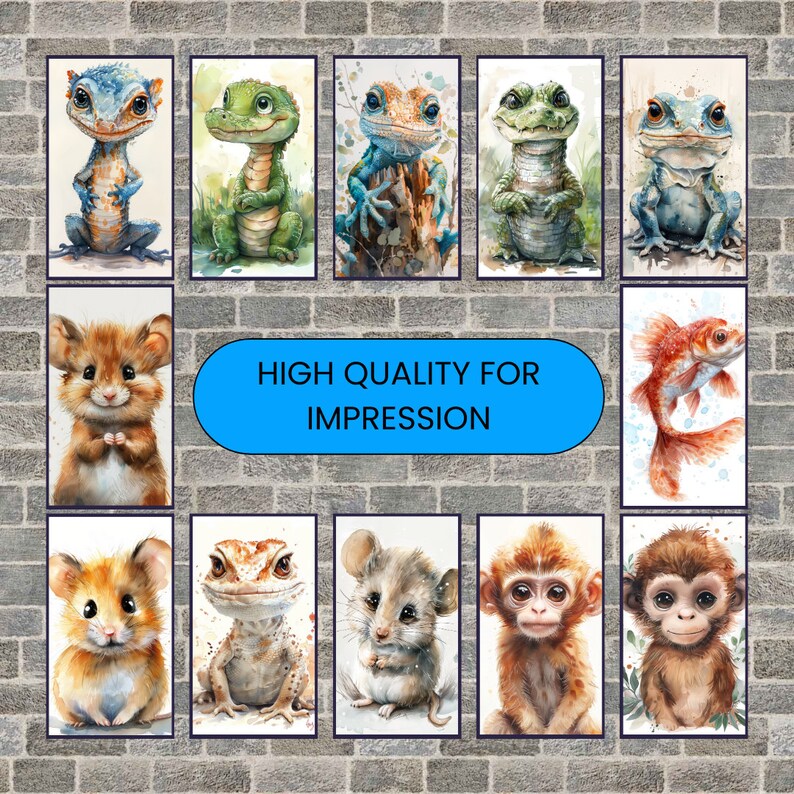 Animal Watercolor Poster Pack Digital Download 90 High Resolution ...