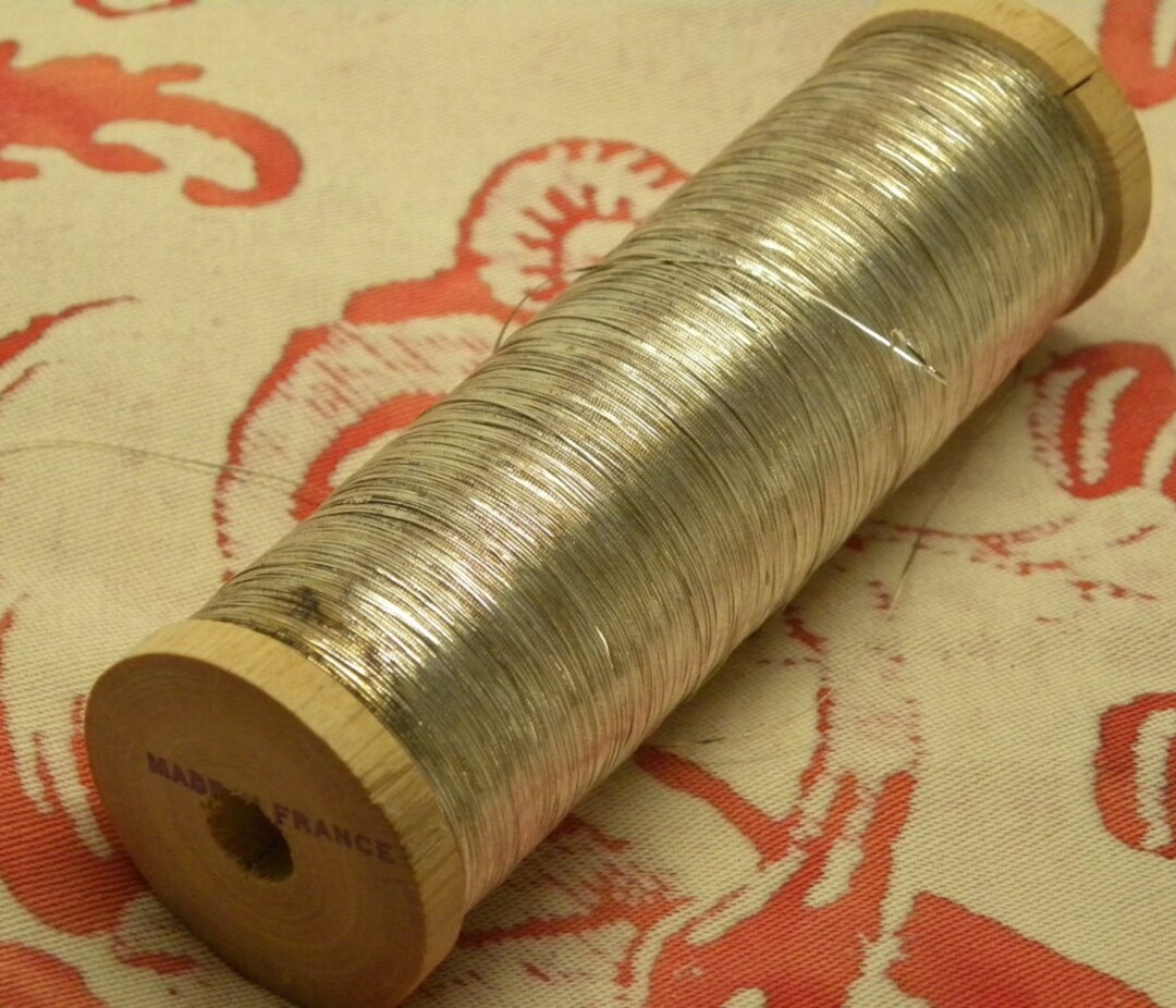 10 Yards Antique French SILVER METALLIC THREAD Embroidery Lace Hand ...