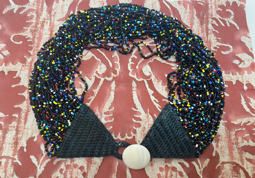 Early Vintage Konyak Naga Tribal Multicolor 45 Strand Glass Seed Bead
