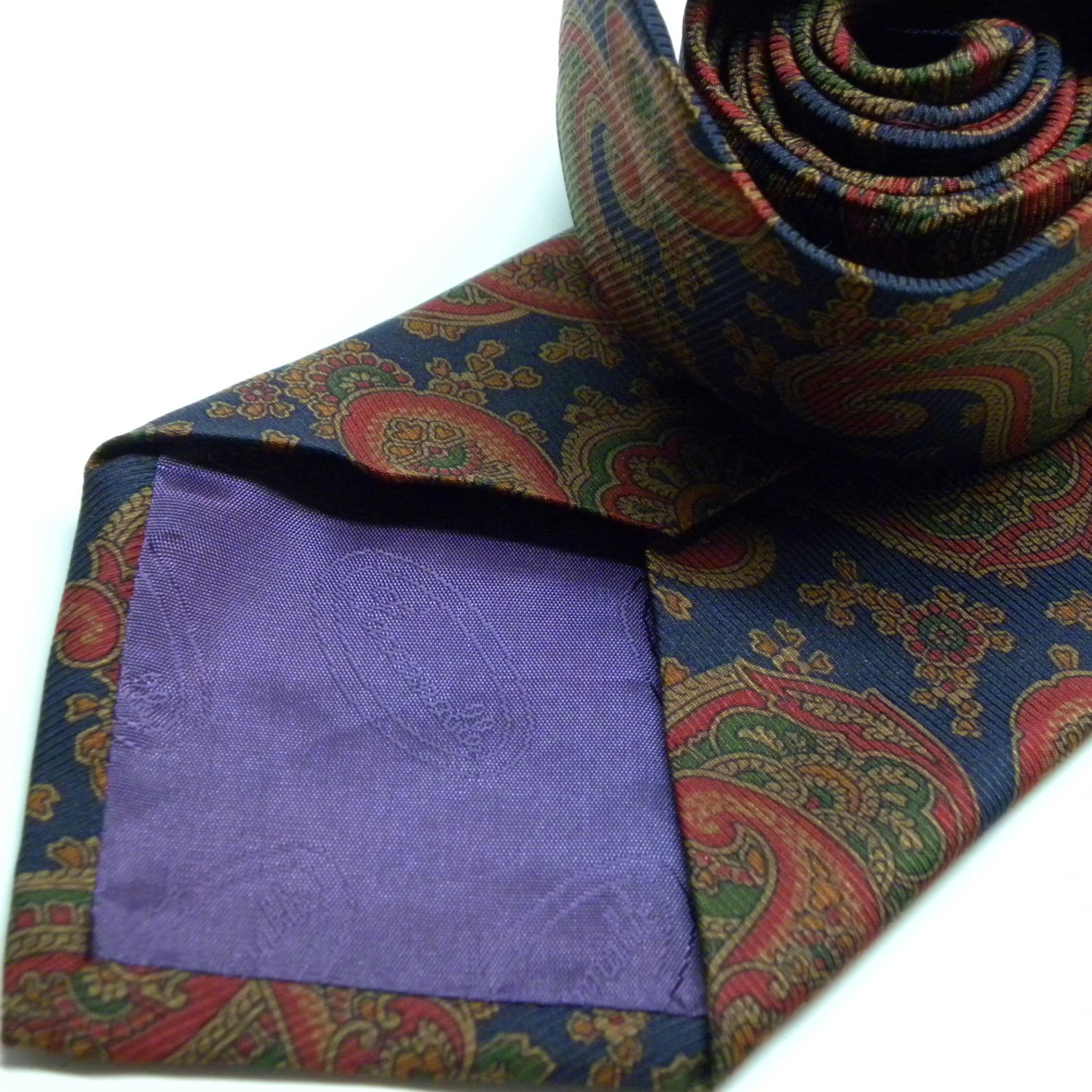 Luxury French Designer FACONNABLE Silk Long 60" Blue PAISLEY NECKTIE ...