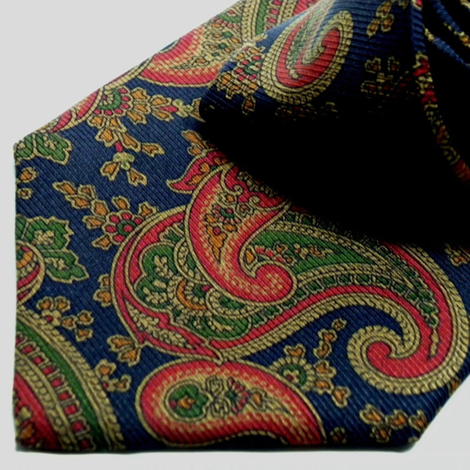 Luxury French Designer FACONNABLE Silk Long 60" Blue PAISLEY NECKTIE ...