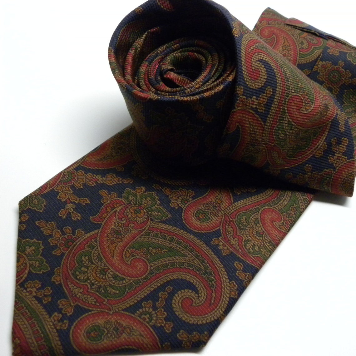 Luxury French Designer FACONNABLE Silk Long 60" Blue PAISLEY NECKTIE ...