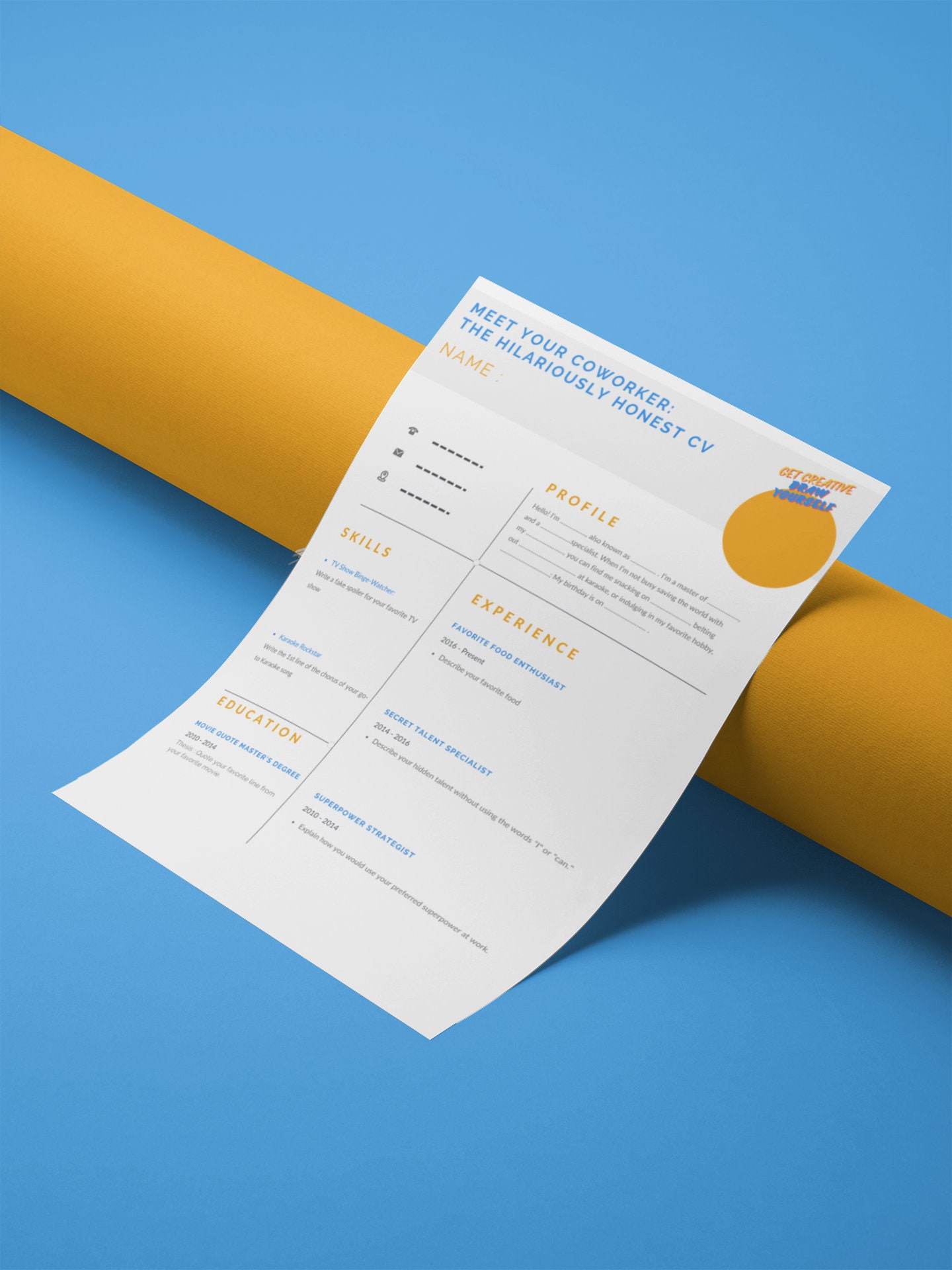Coworker CV Template: Funny Team Building Activity (printable PDF) - Etsy