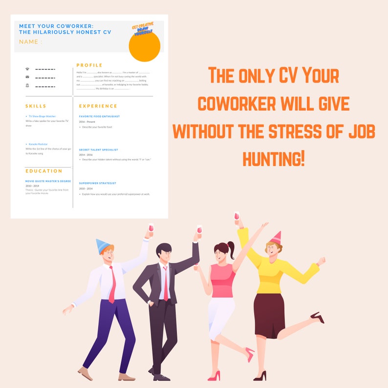 Coworker CV Template: Funny Team Building Activity (printable PDF) - Etsy