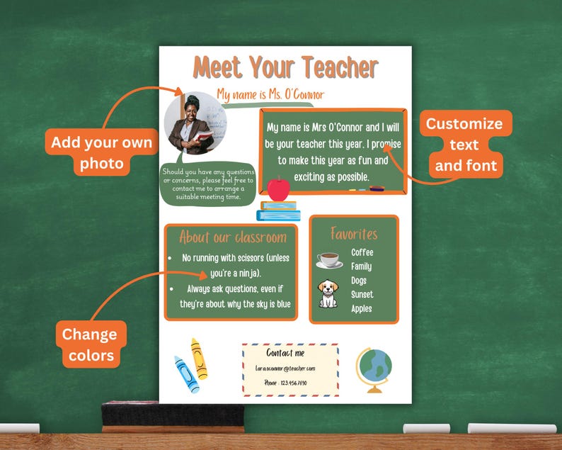 Meet the Teacher Editable Canva Template, Kindergaten Classroom, Back ...
