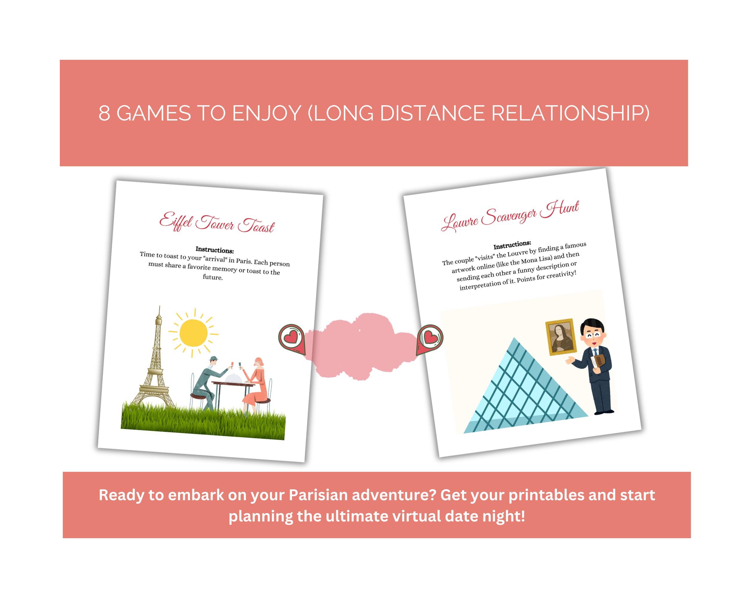 Virtual Date Night in Paris Printable Long Distance Relationship Gift ...