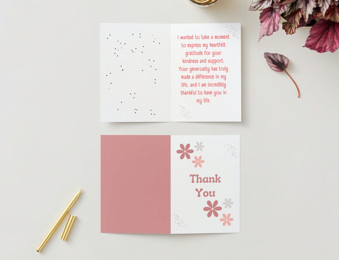 Printable Thank You Card Simple Special Someone Thinking of You Elegant ...