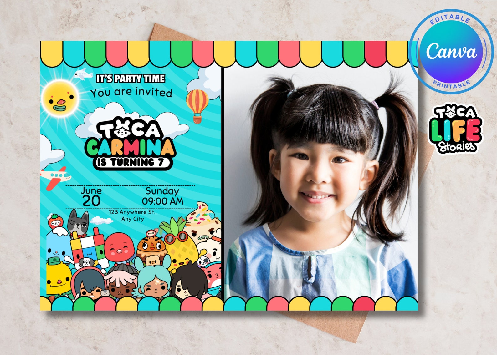 Toca Life, Toca Boca Birthday Invitation (editatble, Printable) Canva ...