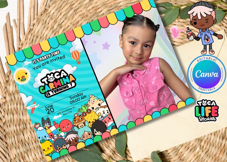Toca Life, Toca Boca Birthday Invitation (editatble, Printable) Canva ...