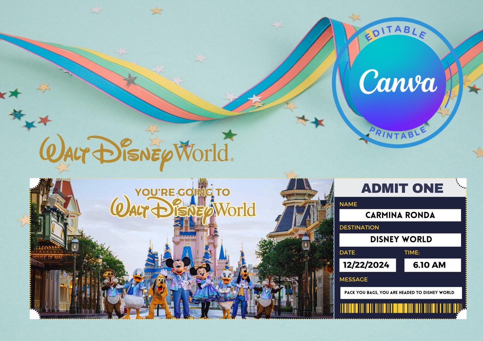 Disneyland Ticket ( Surprise Vacation Ticket ) - Etsy