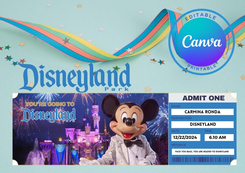 Disneyland Ticket ( Surprise Vacation Ticket ) - Etsy