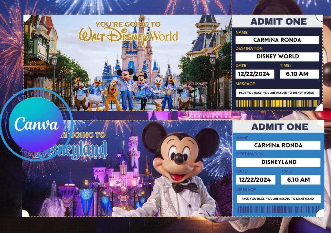 Disneyland Ticket ( Surprise Vacation Ticket ) - Etsy