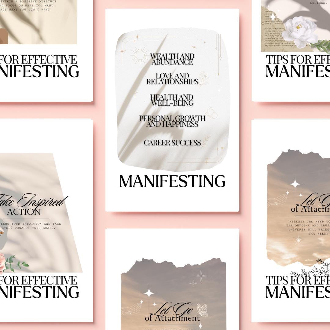 Manifesting Wall Art, Motivational Posters, Set of 5 PRINTABLES, Office ...