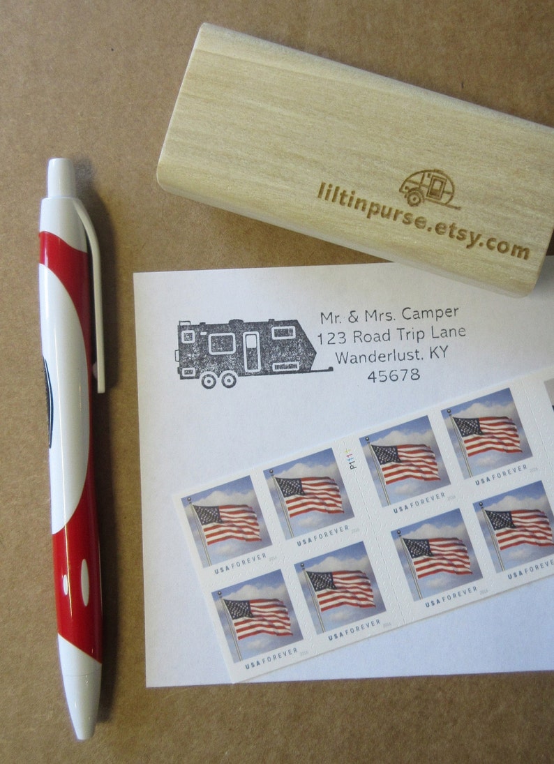 R.V. Travel Trailer Address Stamp, RV Camper, Return Address Stamp ...
