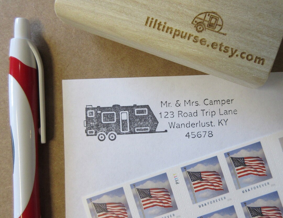 R.V. Travel Trailer Address Stamp, RV Camper, Return Address Stamp ...
