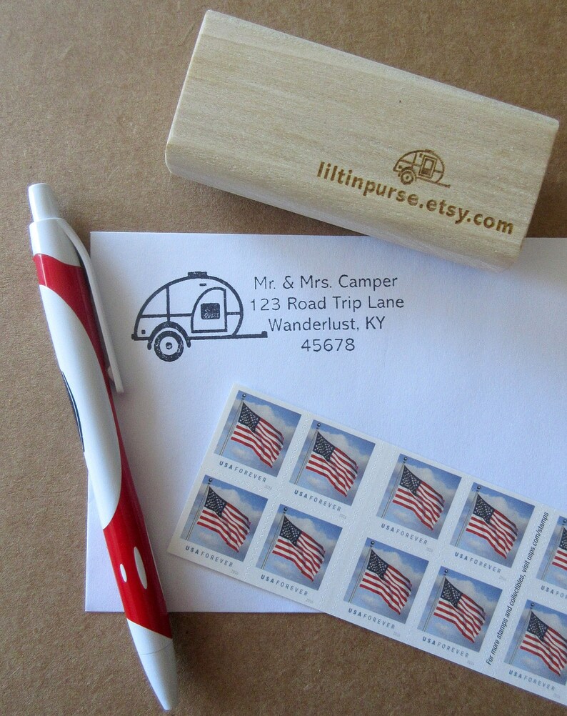 Teardrop Trailer Address Stamp Teardrop Camper Teardrop - Etsy